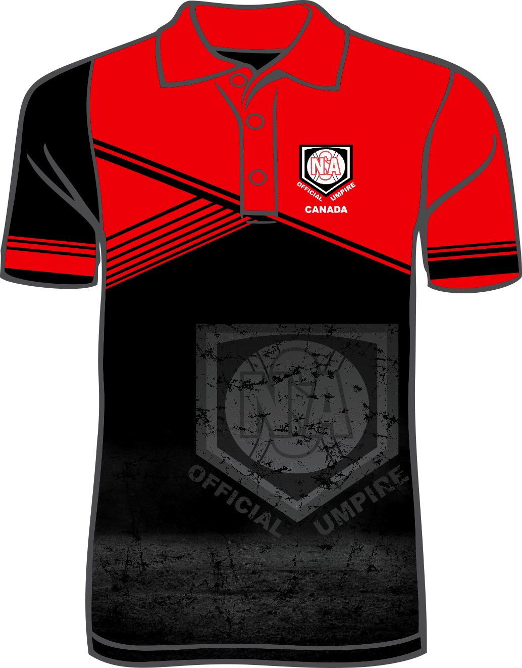 NSA Canada Red Official Ump Polo - NSA Canada